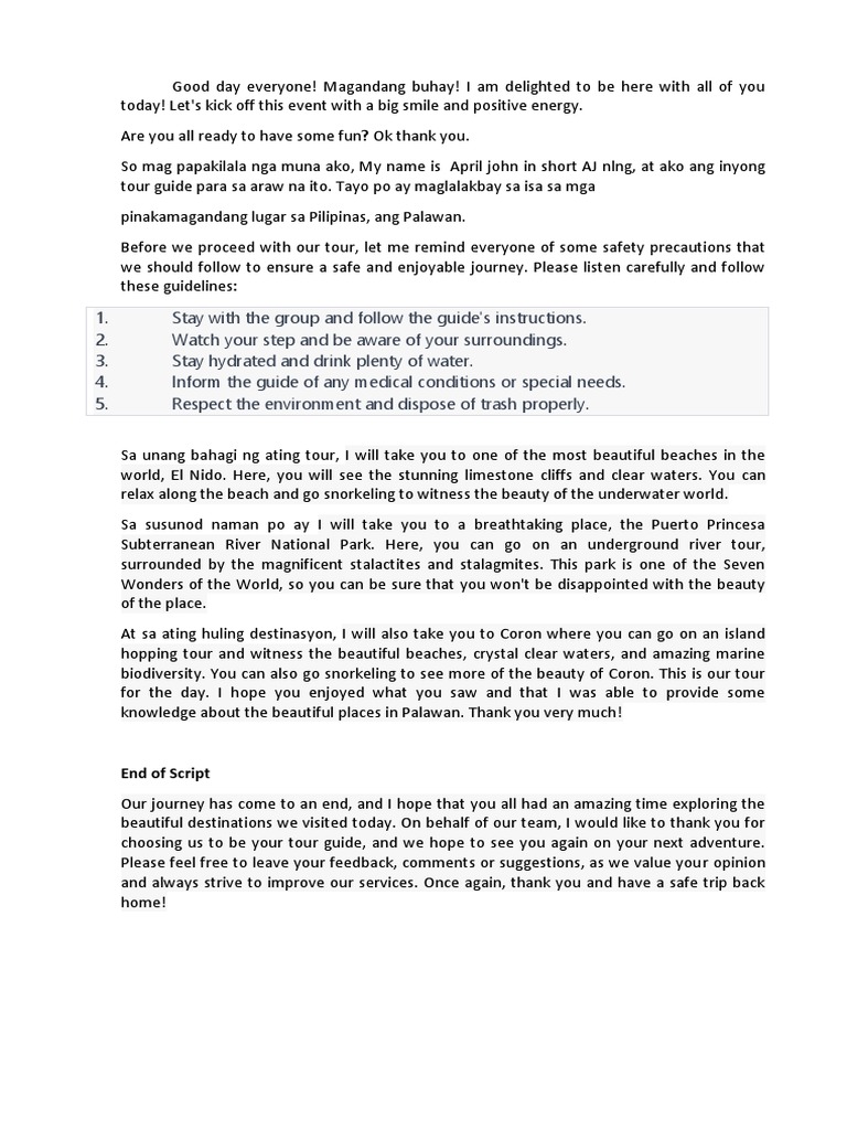 Palawan Tourguiding Script | PDF