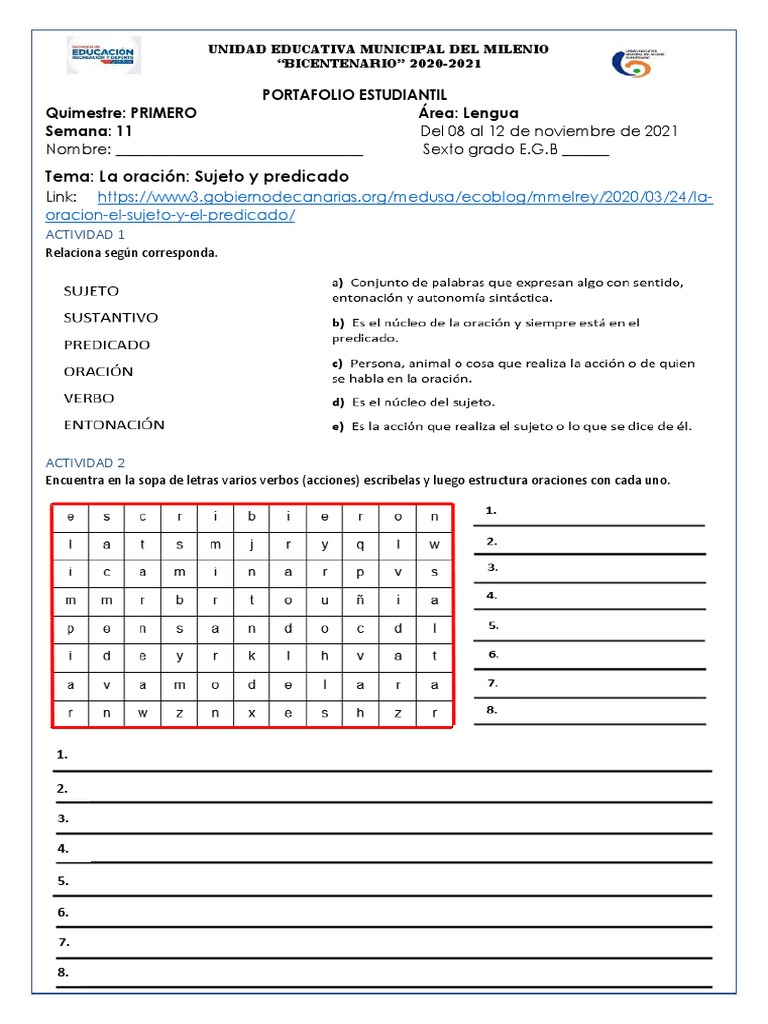 La Oración-Sujeto y Predicado | PDF