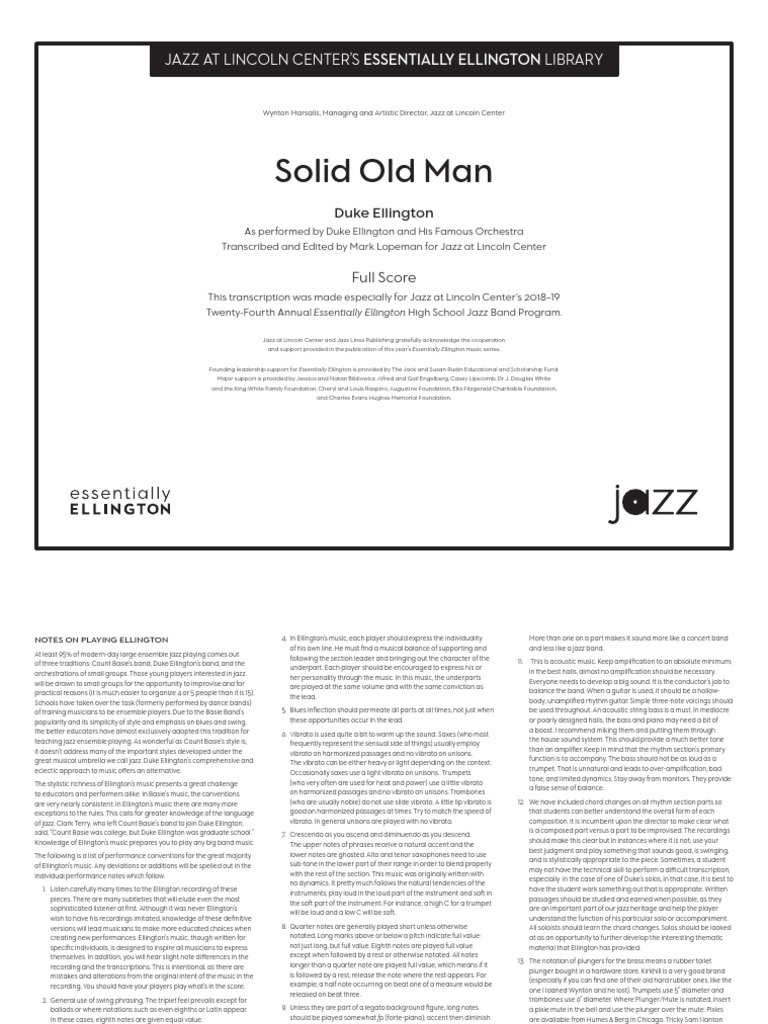 Solid Old Man - Score With Rehearsal Notes PDF | PDF | Saxophone | Jazz