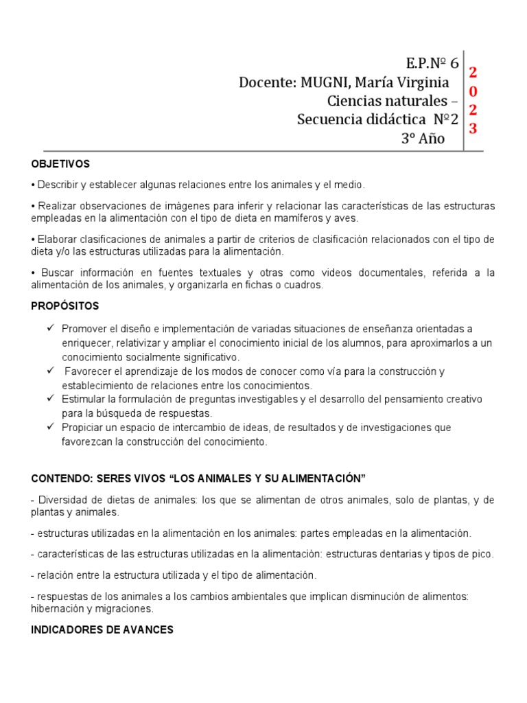 Sec #2 CN Los Animales y Su Alimentación | PDF