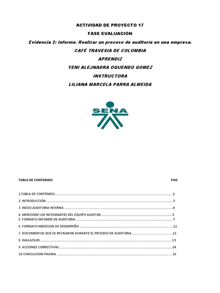 Auditoría Interna en Café Travesía | PDF
