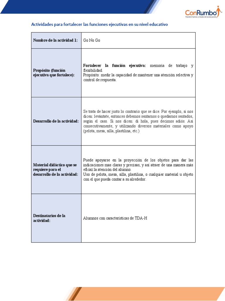 Actividad Fortalecer Funciones - Ejecutivas | PDF
