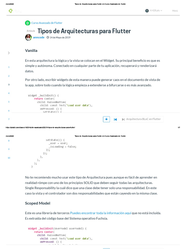 Tipos de Arquitecturas para Flutter en Curso Avanzado de Flutter PDF ...