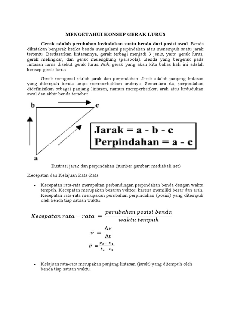 Mengetahui Konsep Gerak Lurus | PDF