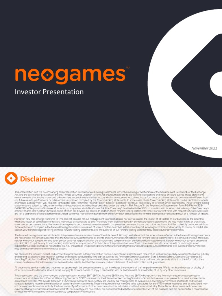 NeoGames Investor Presentation (11.10.21) - v2 PDF | PDF