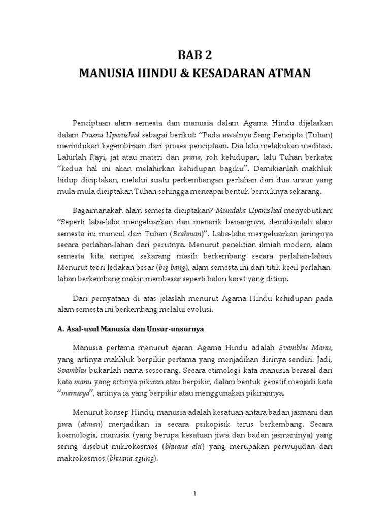 20190814 - Revisi - BAB 2 MANUSIA HINDU & KESADARAN ATMAN | PDF