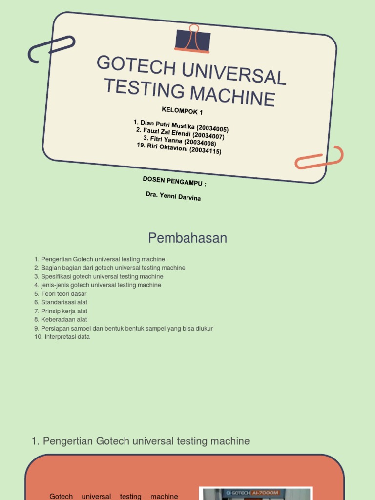 Gotech Universal Testing Machine: Panduan Lengkap | PDF