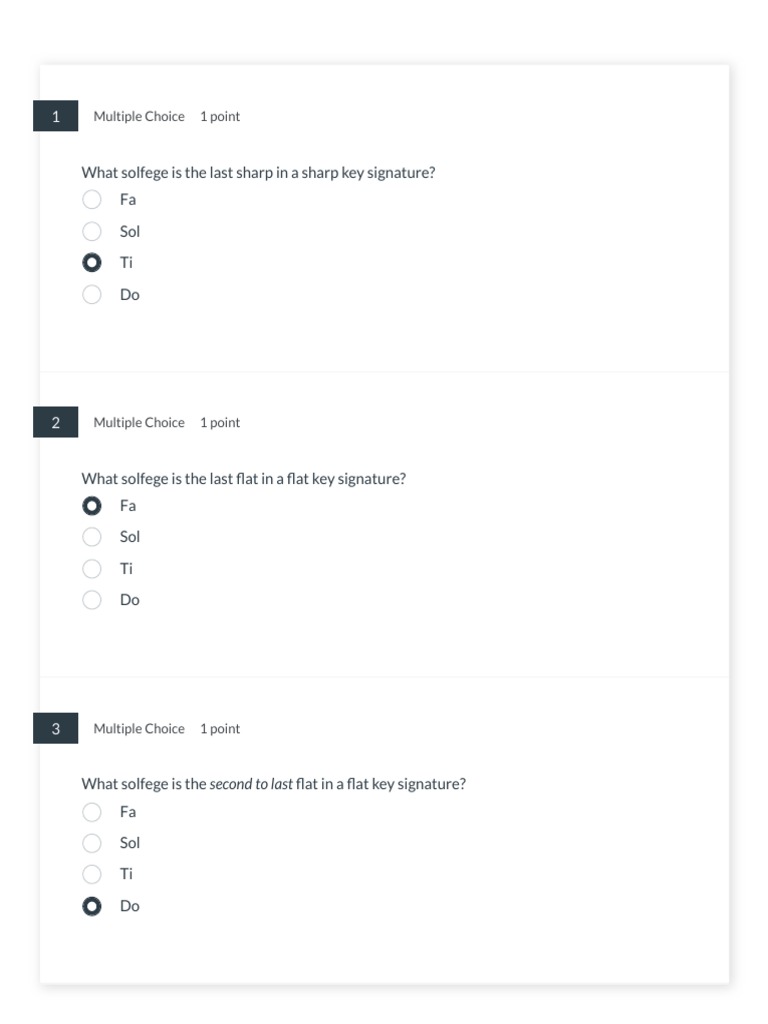 Music Theory Quiz: Solfege in Key Signatures | PDF