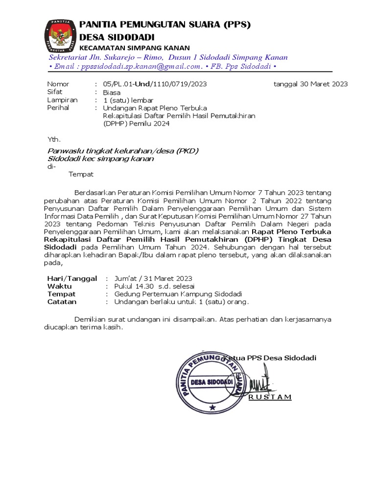 Draft Undangan DPHP PPS - PKD PDF | PDF