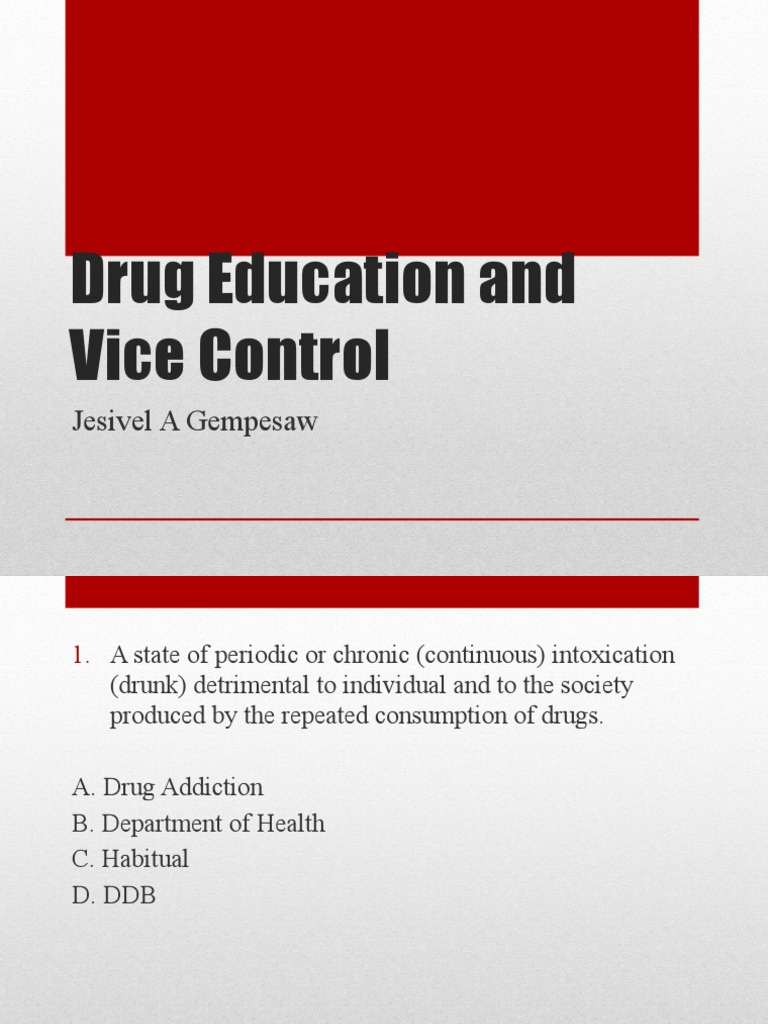 QUIZ Drug Education and Vice Control | PDF
