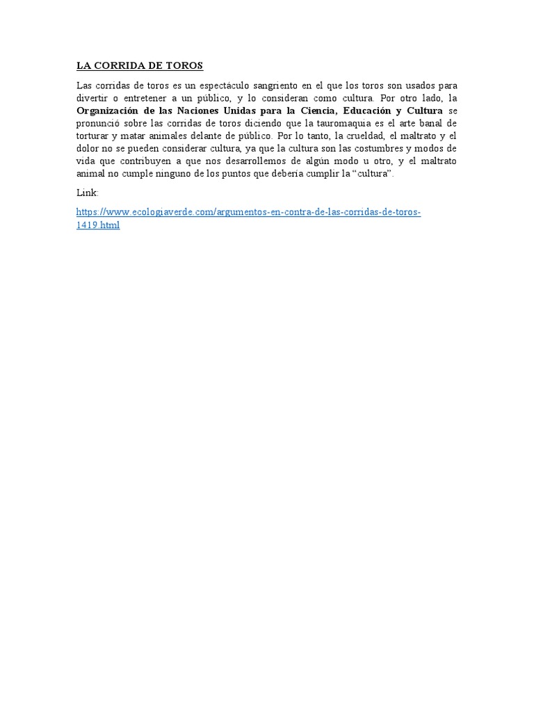 Corridas de Toros: Cultura o Crueldad | PDF
