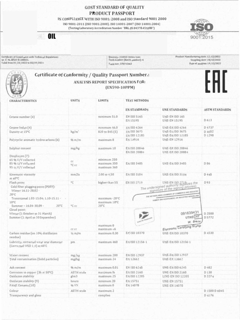 Product Passport En590-10ppm PDF | PDF