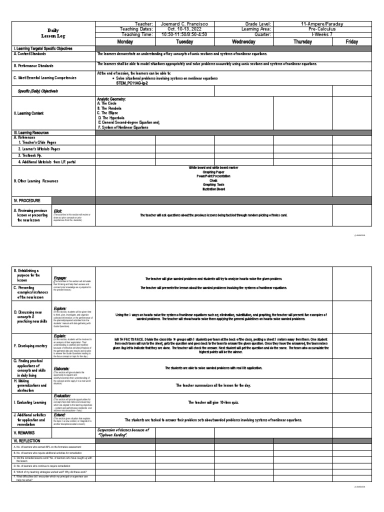 Dll-Pre Calculus Q1 Week 7 | PDF