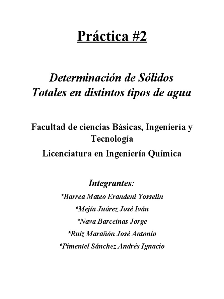 Práctica - Solidos | PDF | Agua | Ciencias fisicas