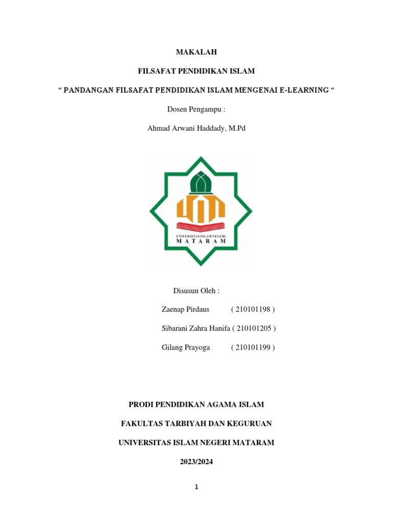 Makalah FPI KLP-9 - Pandangan FPI Mengenai E-Learning | PDF