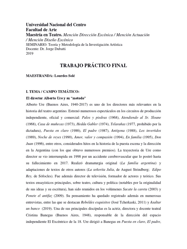 Método Ure: Legado en el Teatro Argentino | PDF