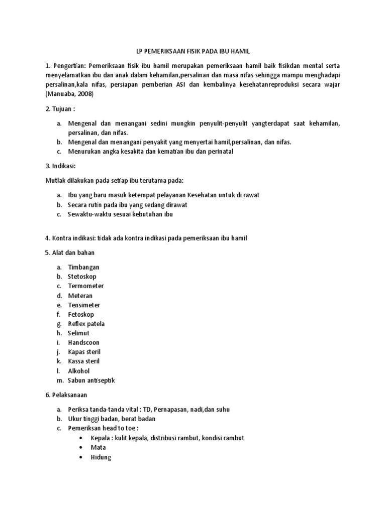 LP Pemeriksaan TTV Dan Pemeriksaan Fisik Pada Ibu Hamil | PDF