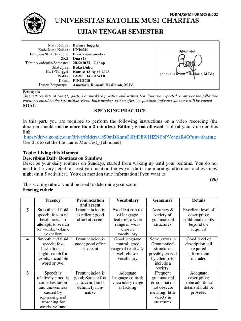 Midterm English Exam for Nursing Students | PDF | Career & Growth