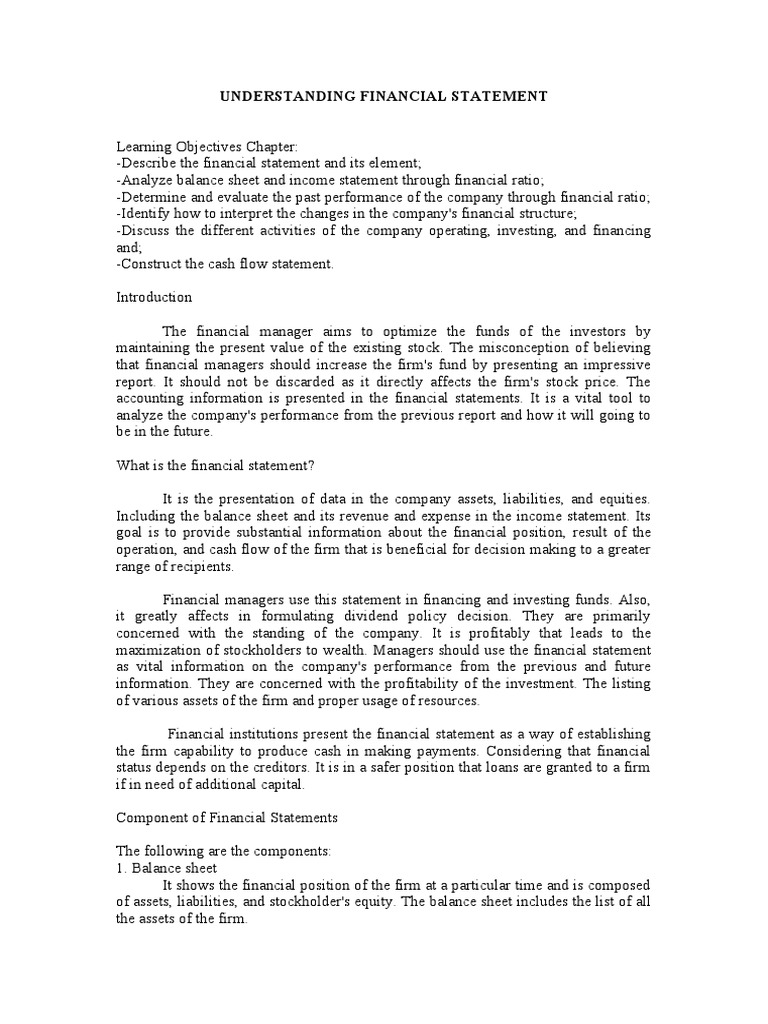 Understanding Financial Statement FM 1 | PDF