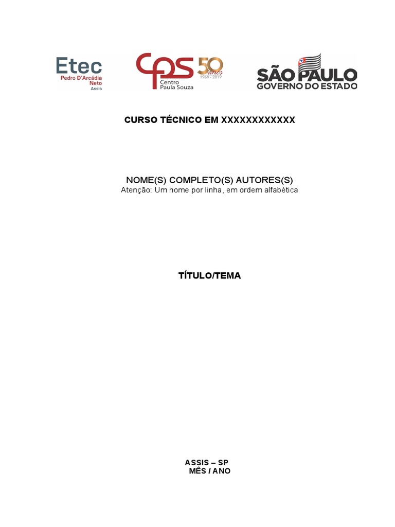 Modelo Monografia TCC - Etec Assis | PDF