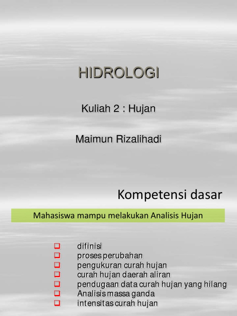 Hidrologi-Kuliah 2-Hujan PDF | PDF