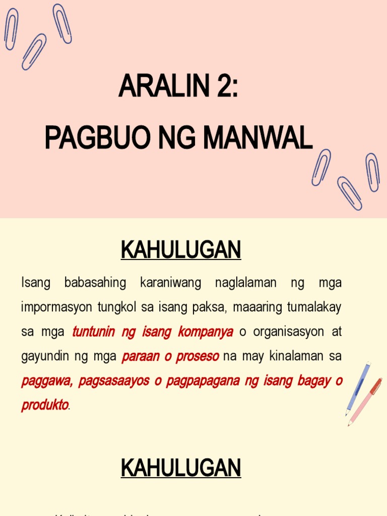 ARALIN 2 Pagbuo NG Manwal | PDF