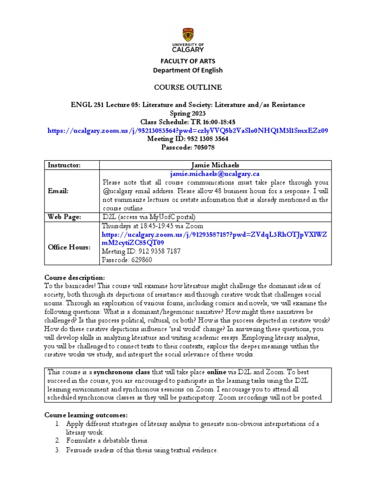 ENGL251-P2023-LEC5-outline | PDF