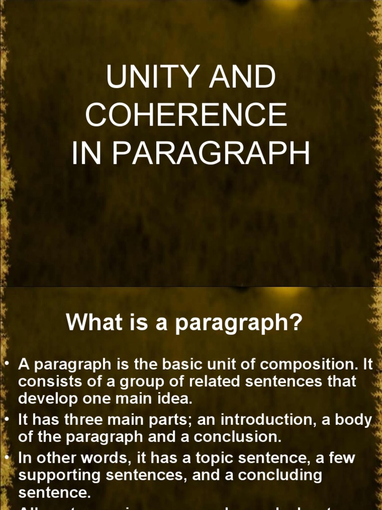Unity and Coherence | PDF | Paragraph | Subject (Grammar)