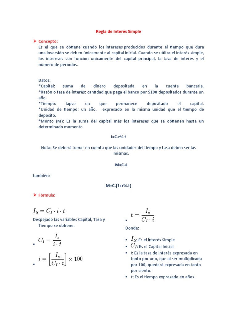 Interés Simple vs. Compuesto: Conceptos y Fórmulas | PDF | Interés ...