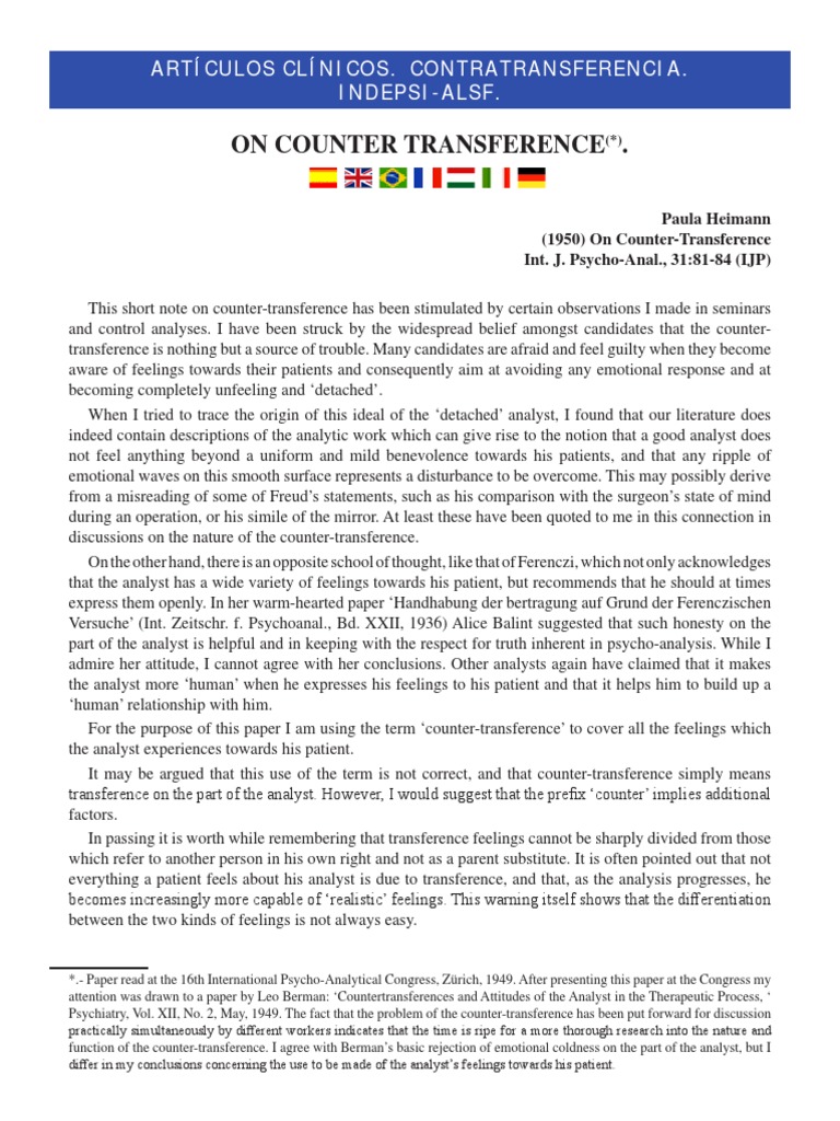 On Counter Transference | PDF | Psychoanalysis | Id