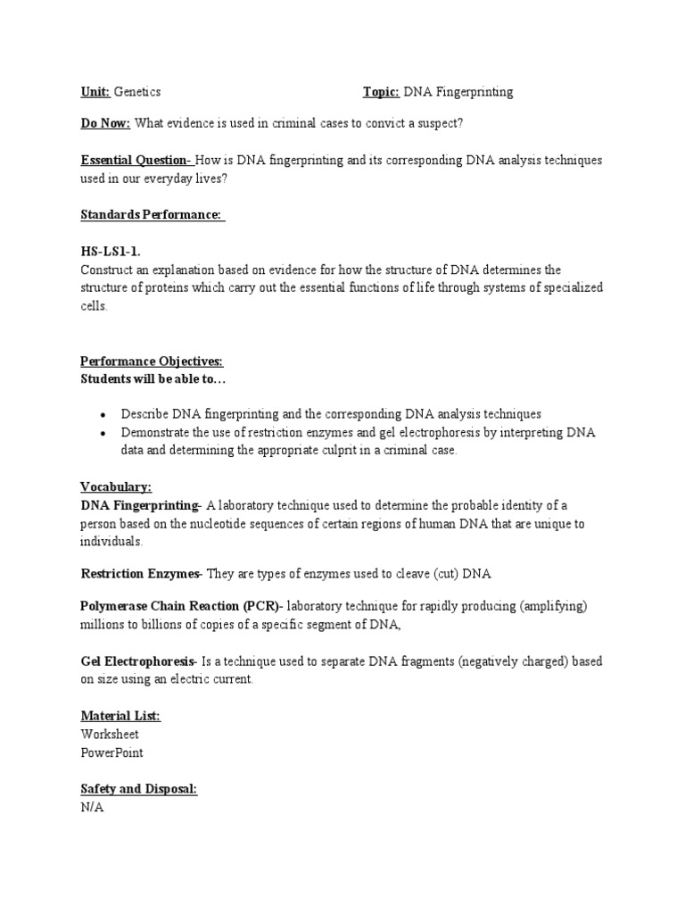 Dna Fingerprinting | PDF | Computers