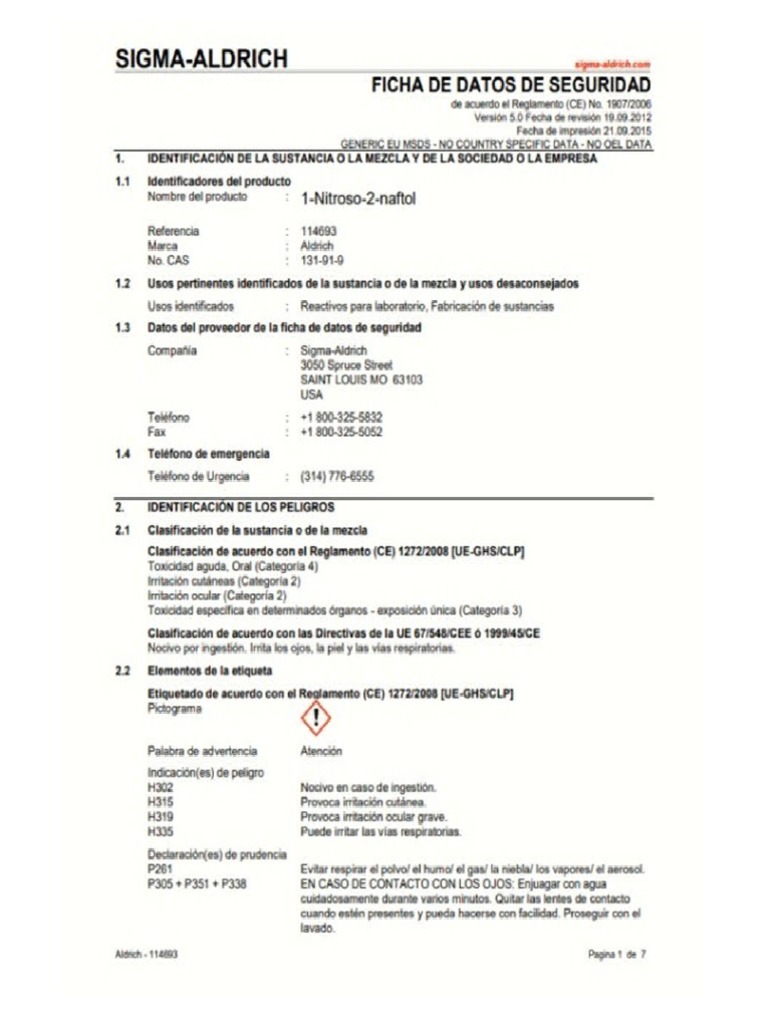 MSDS (Hojas de Seguridad | PDF