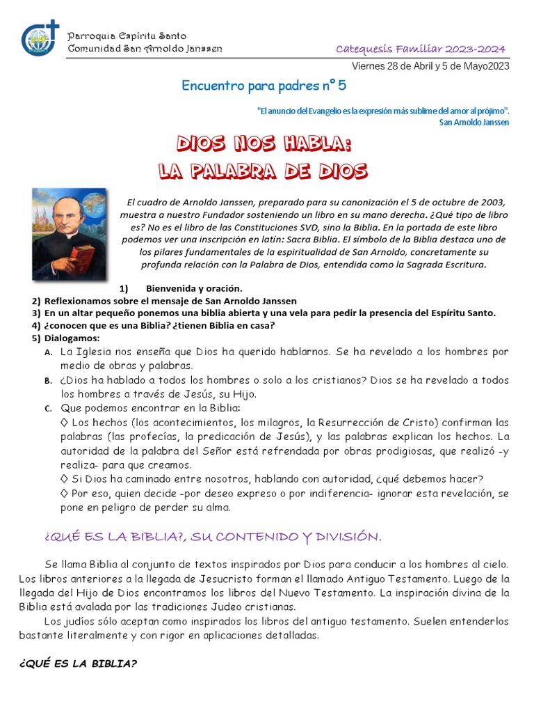Encuentro N° 5 La Blibia Padres PDF | PDF
