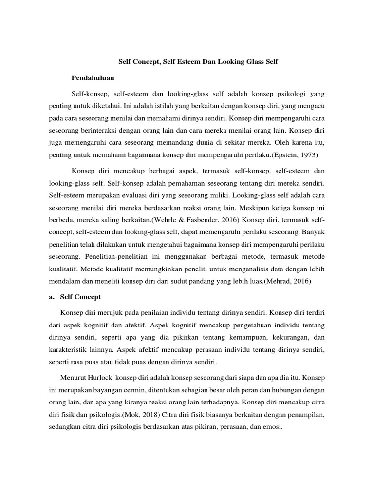 Teori Looking Glass Self dalam Psikologi | PDF