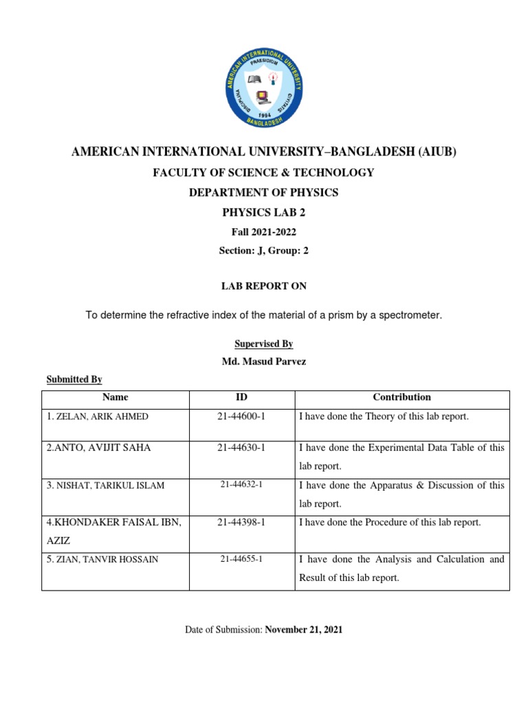 Physics 2 Lab Report (Experiment-6 J Group-2) PDF | PDF