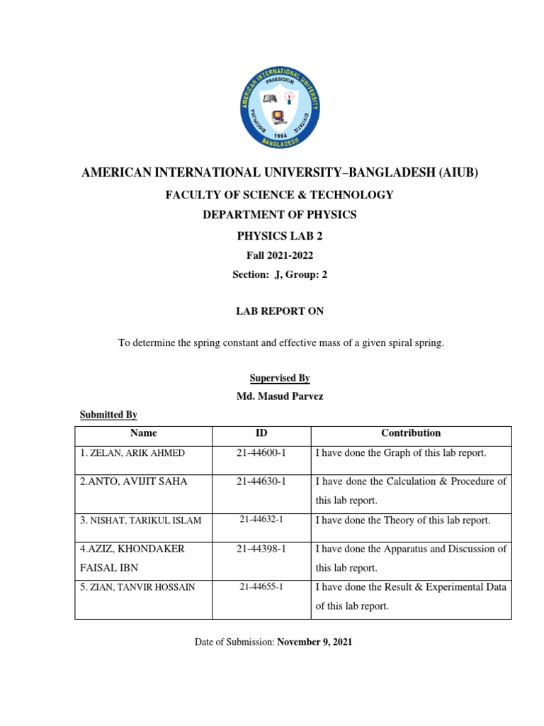 Physics - 2 Lab Report Experiment-4 (Group-2) | PDF