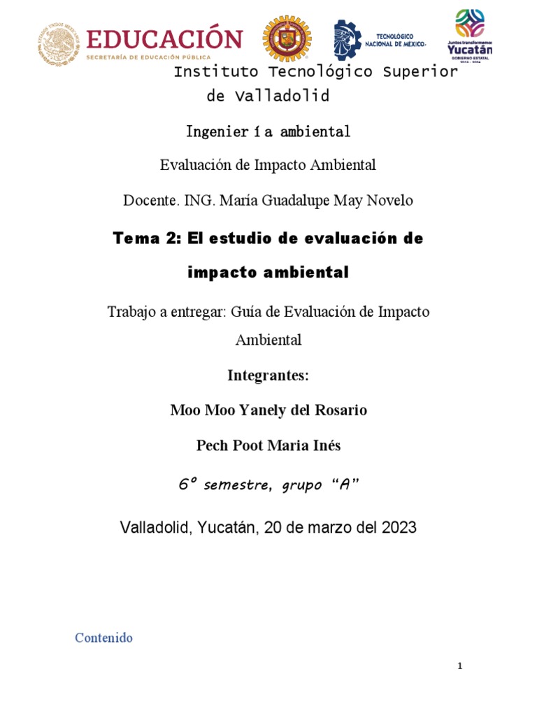 EIA - Tema 2 - Guía de EIA - 6A Ambiental | PDF