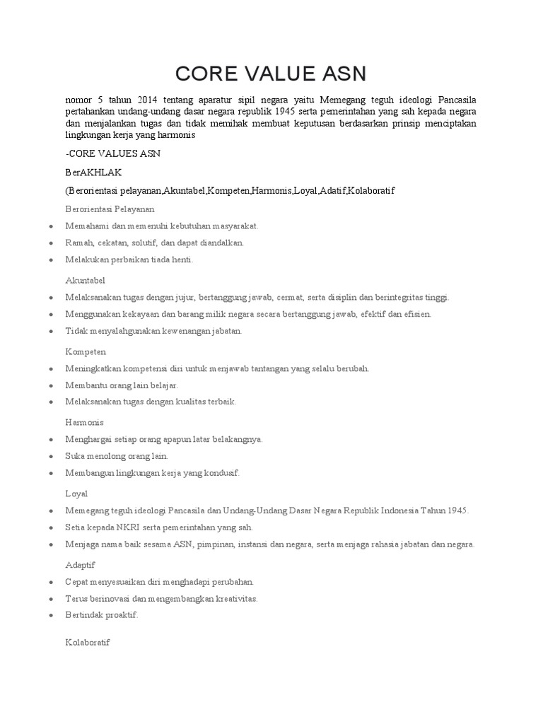Core Value Asn | PDF