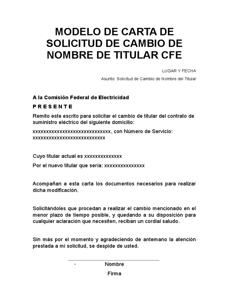 Carta Solicitud Cfe | PDF