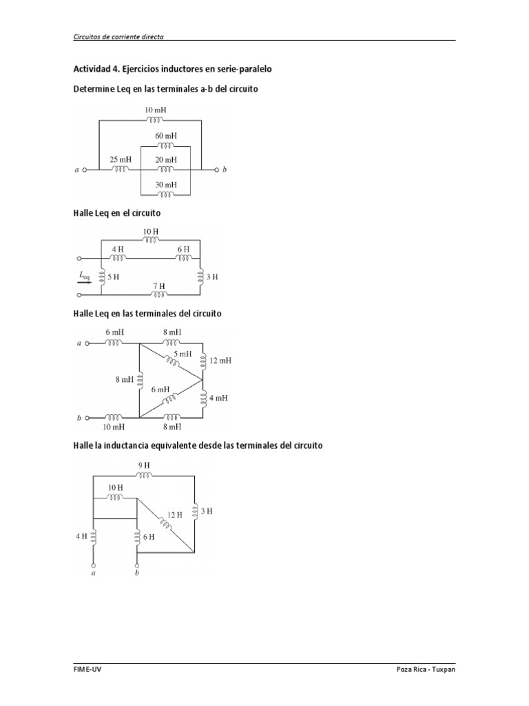 Actividad 4 Ejercicios Inductores En Serie Paralelo Pdf Pdf