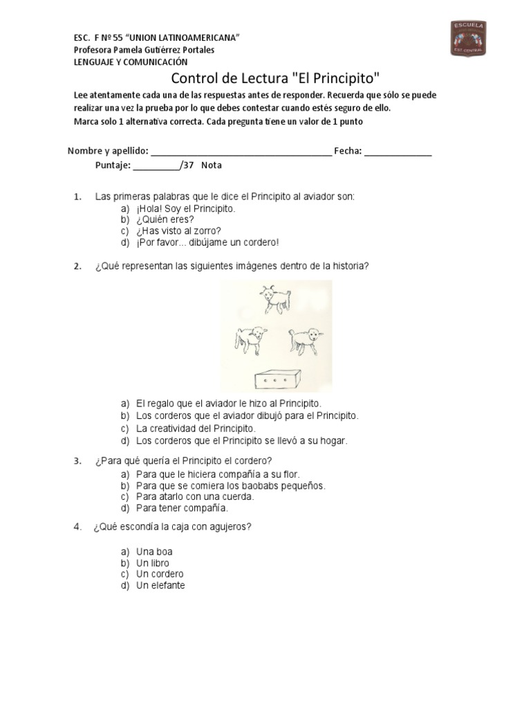 Control de Lectura Principito | PDF | El Principito