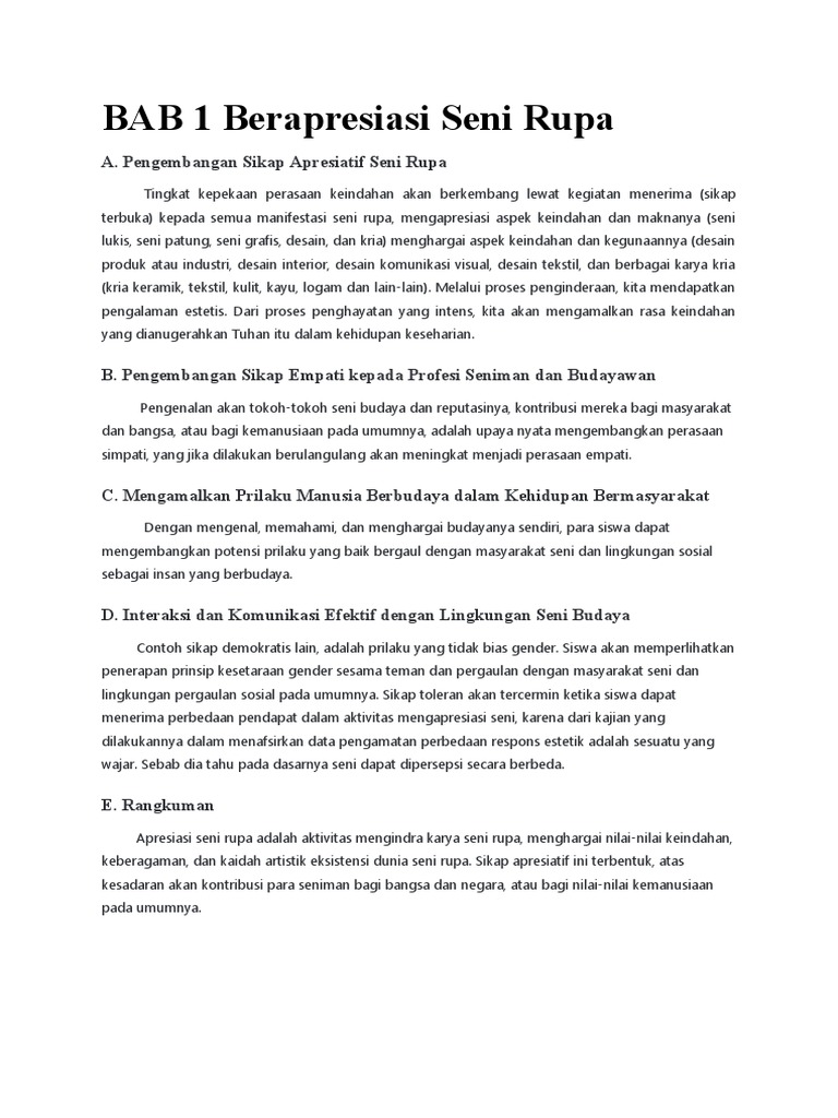 Rangkuman Seni Budaya Kelas 11 | PDF | Seni & Disiplin Bahasa