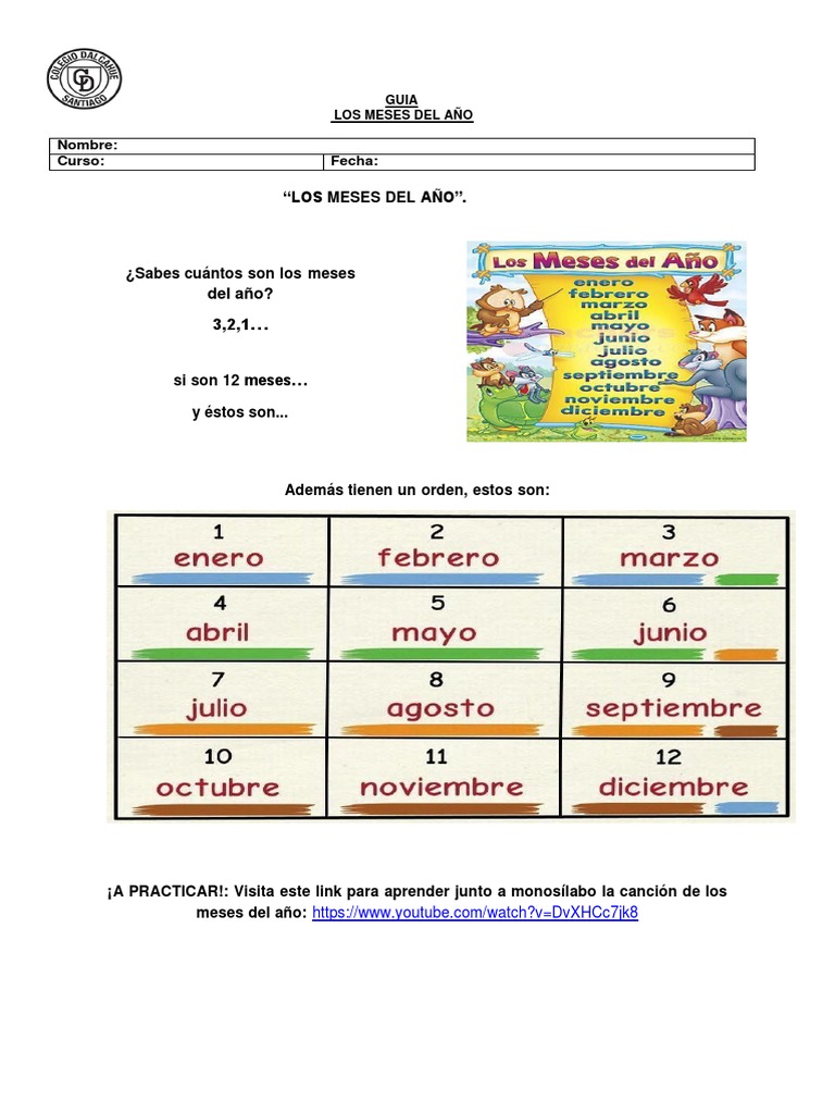 Los Meses Del Año | PDF