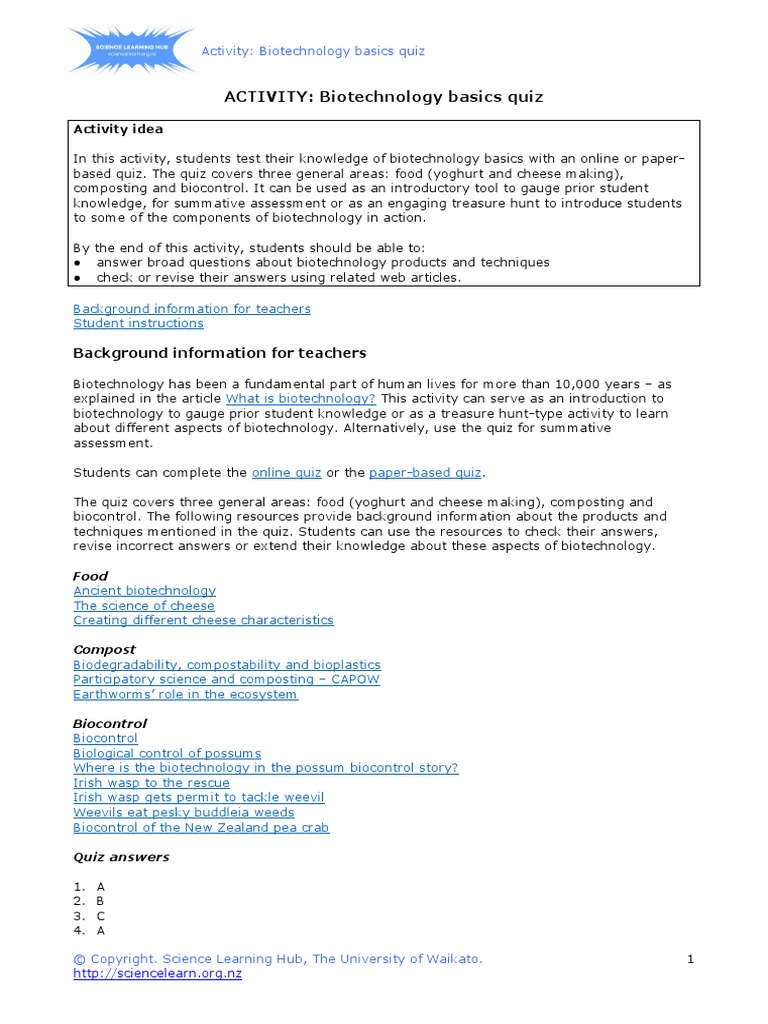 Biotechnology_basics_quiz | PDF