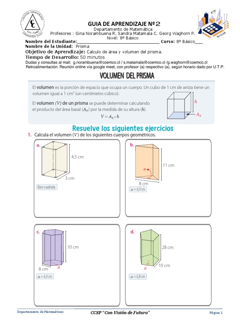 Guia Matematicas Geometria | PDF | Volumen | Geometría