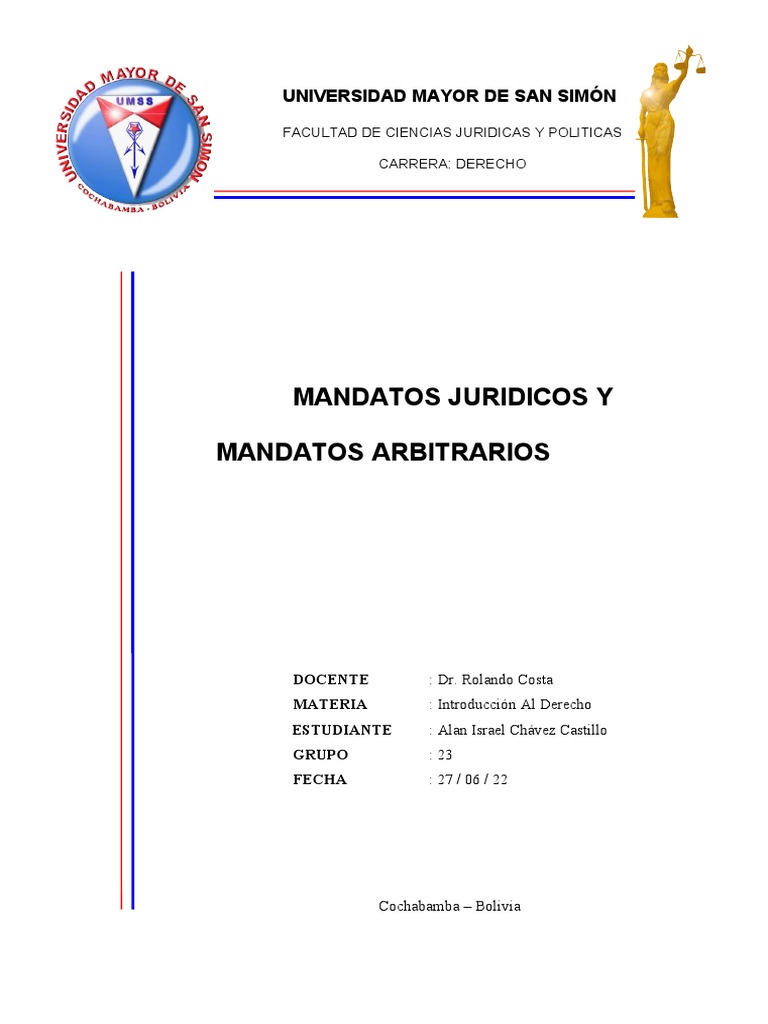 Mandatos Jurídicos y Arbitrarios | PDF | Estado (política) | Principios ...