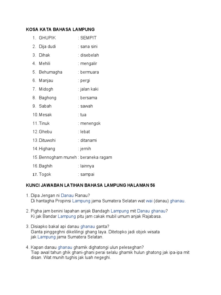 Ringkasan Bahasa Lampung | PDF