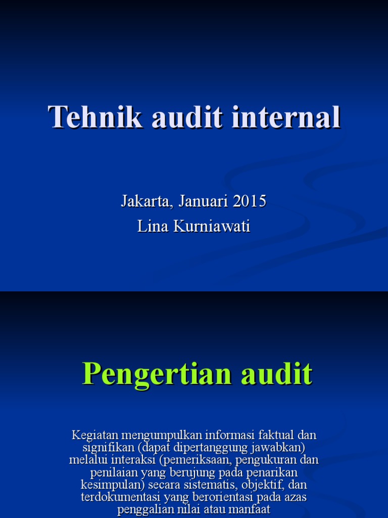 Tehnik Audit Internal Jakarta 20 Jan 2015 | PDF | Bisnis | Pengelolaan ...