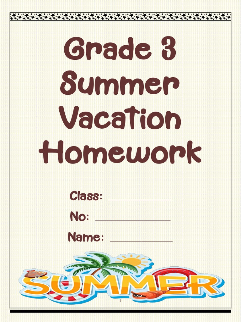 Summer Vacation Homework Grade 3 (Reading and English Structure) | PDF ...