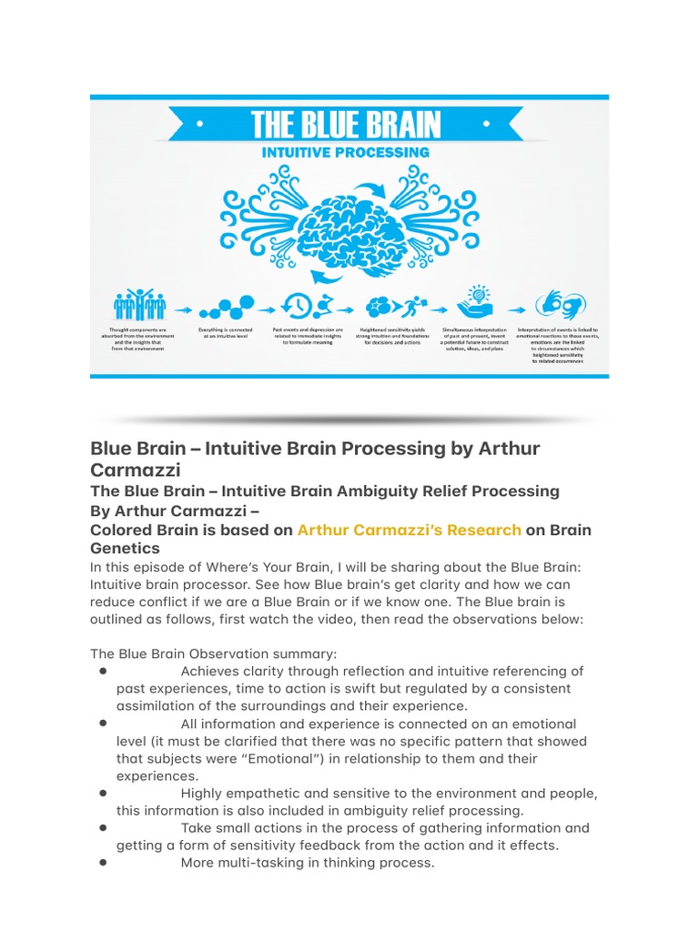 Blue Brain - Intuitive Brain Processing by Arthur Carmazzi PDF | PDF ...